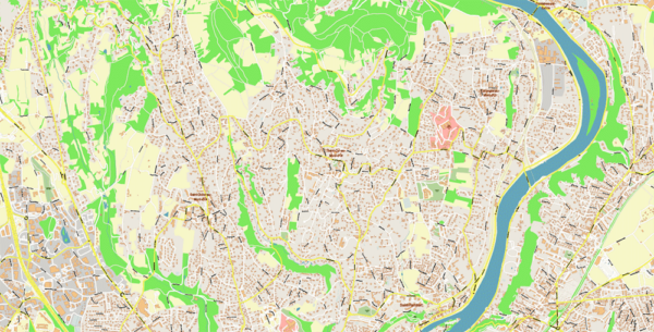 Lyon France City Vector Map Exact High Detailed editable Adobe ...