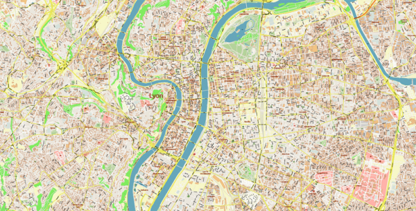 Lyon France City Vector Map Exact High Detailed editable Adobe ...