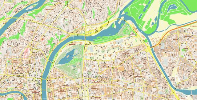 Lyon France City Vector Map Exact High Detailed editable Adobe ...