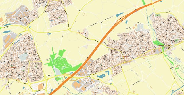 Montpellier France City Vector Map Exact High Detailed Urban Plan ...