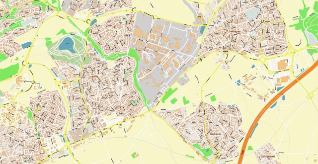 Montpellier France City Vector Map Exact High Detailed Urban Plan ...
