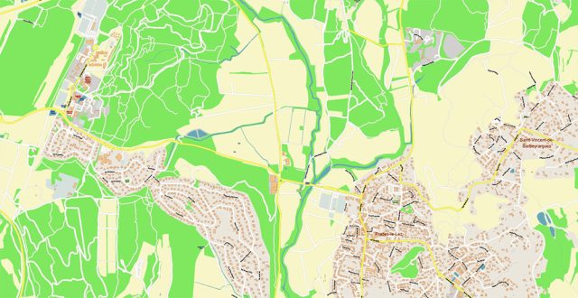 Montpellier France City Vector Map Exact High Detailed Urban Plan ...