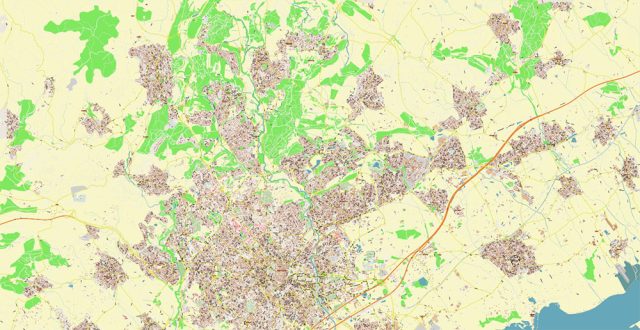 Montpellier France City Vector Map Exact High Detailed Urban Plan ...