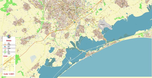Montpellier France City Vector Map Exact High Detailed Urban Plan ...
