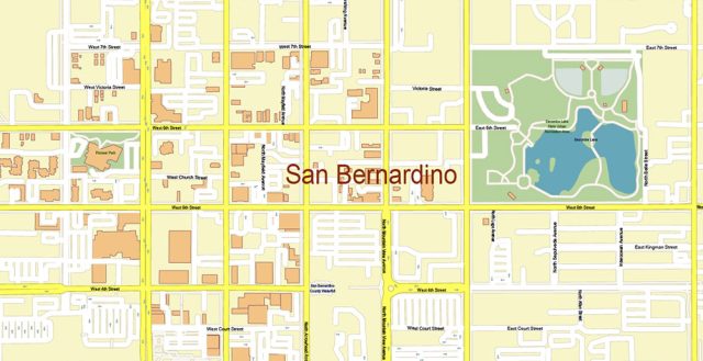 Riverside + San Bernardino California US City Vector Map Exact High ...