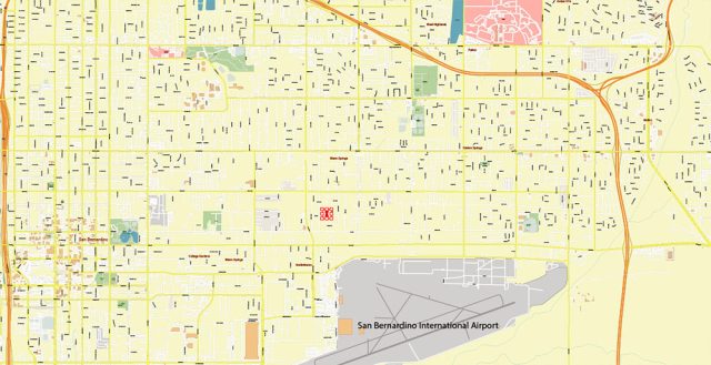 Riverside + San Bernardino California US City Vector Map Exact High ...