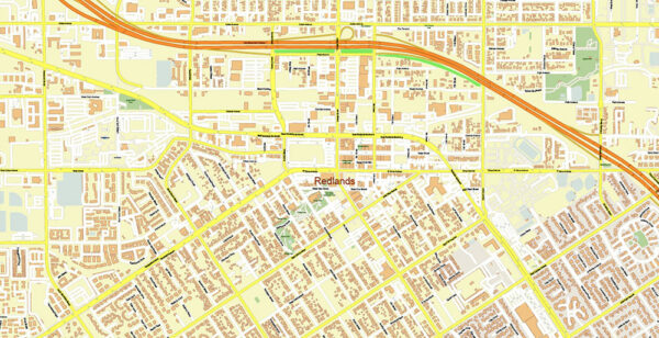 Riverside + San Bernardino California US City Vector Map Exact High ...