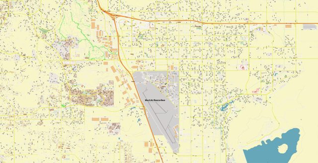 Riverside + San Bernardino California US City Vector Map Exact High ...