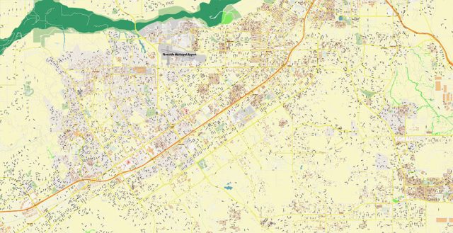 Riverside + San Bernardino California US City Vector Map Exact High ...