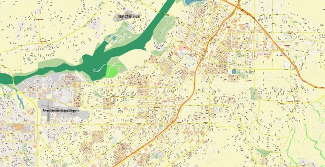 Riverside + San Bernardino California US City Vector Map Exact High ...