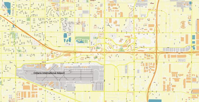 Riverside + San Bernardino California US City Vector Map Exact High ...