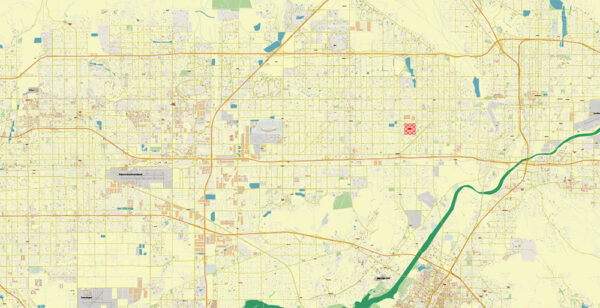 Riverside + San Bernardino California US City Vector Map PDF: Exact ...