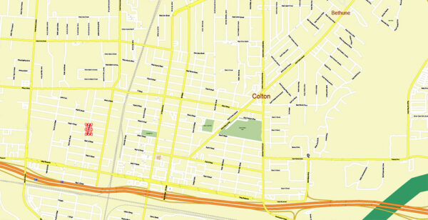 Riverside + San Bernardino California US City Vector Map Exact High ...