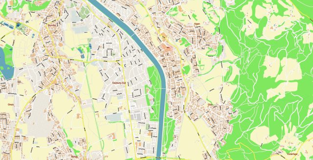 Salzburg Austria City Vector PDF Map Exact High Detailed editable Adobe ...