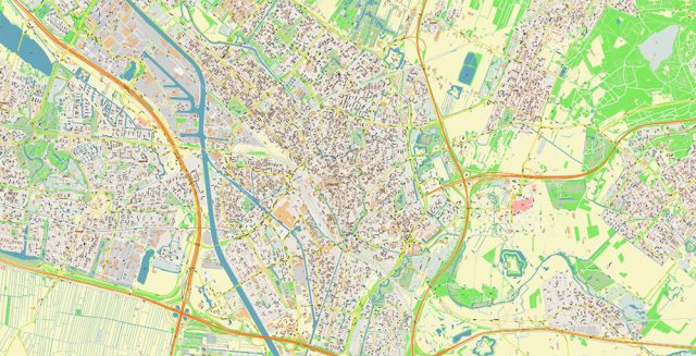 Utrecht Netherlands PDF City Vector Map Exact High Detailed editable ...