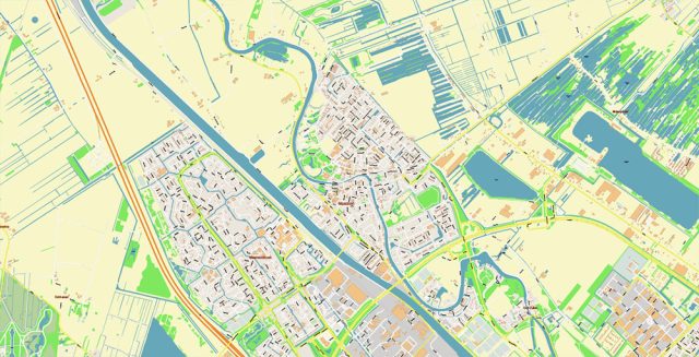 Utrecht Netherlands PDF City Vector Map Exact High Detailed editable ...