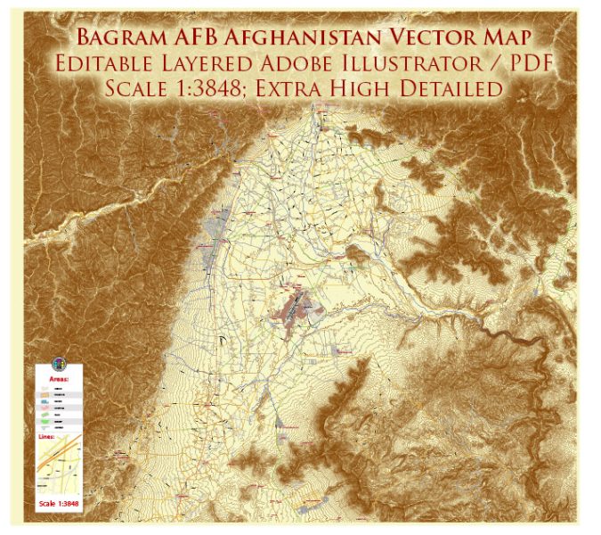 Bagram Air Force Base Afghanistan City Vector Map Exact High Detailed ...