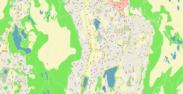 Bergen Norway PDF City Vector Map Exact High Detailed editable Adobe ...