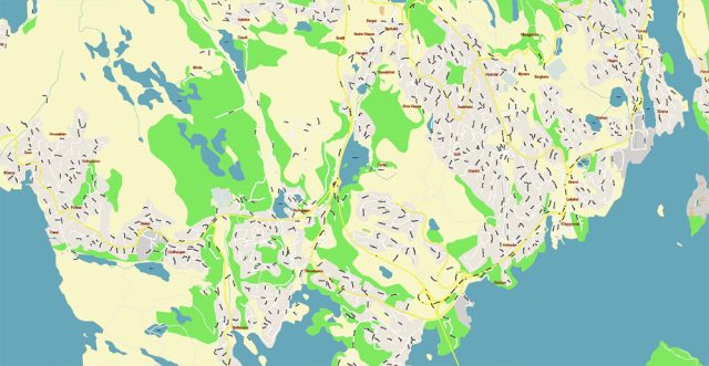 Bergen Norway PDF City Vector Map Exact High Detailed editable Adobe ...