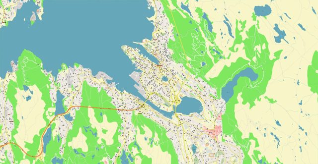 Bergen Norway PDF City Vector Map Exact High Detailed editable Adobe ...
