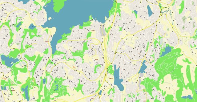 Bergen Norway PDF City Vector Map Exact High Detailed editable Adobe ...