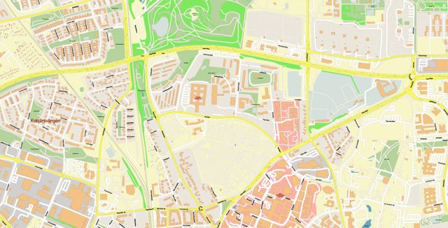 Malmo / Malmö Sweden City Vector Map Exact High Detailed editable Adobe ...