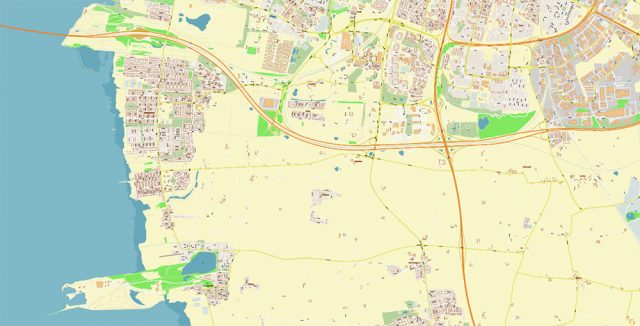 Malmo / Malmö Sweden City Vector Map Exact High Detailed editable Adobe ...