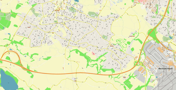Manchester UK City Vector PDF Map Exact High Detailed editable Adobe ...