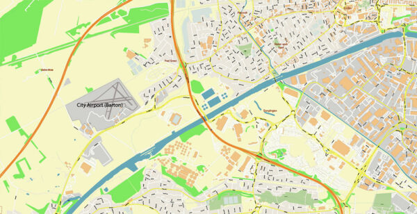 Manchester UK City Vector PDF Map Exact High Detailed editable Adobe ...