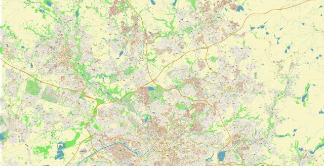 Manchester UK City Vector PDF Map Exact High Detailed editable Adobe ...