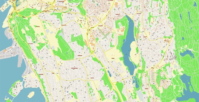 Oslo Norway PDF City Vector Map Exact High Detailed editable Adobe PDF ...