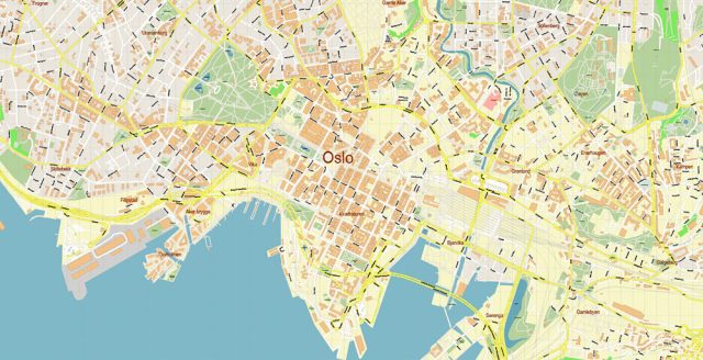 Oslo Norway PDF City Vector Map Exact High Detailed editable Adobe PDF ...