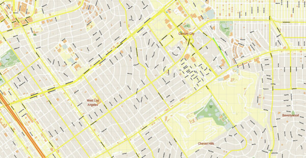 Santa Monica California US PDF City Vector Map Exact High Detailed ...