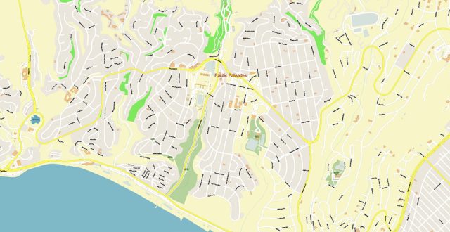 Santa Monica California US City Vector Map Exact High Detailed editable ...