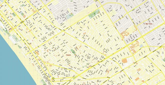 Santa Monica California US City Vector Map Exact High Detailed editable ...