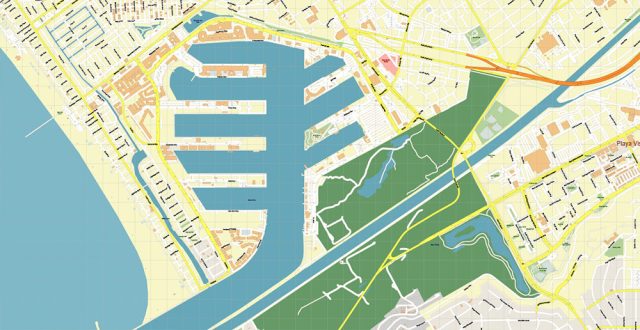 Santa Monica California US City Vector Map Exact High Detailed editable ...
