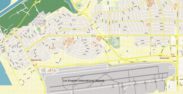 Santa Monica California US City Vector Map Exact High Detailed editable ...