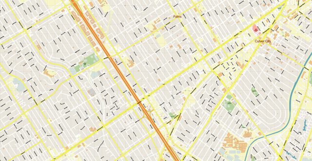 Santa Monica California US City Vector Map Exact High Detailed editable ...