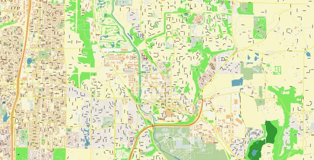 Seattle + Bellevue Washington US City Vector Map Exact High Detailed ...