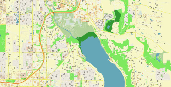 Seattle + Bellevue Washington US City Vector Map Exact High Detailed ...