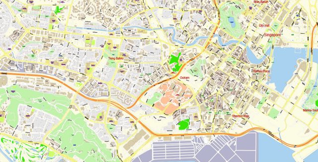 Singapore all Postcodes PDF City Vector Map Exact 01 High Detailed ...