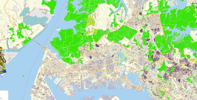 Singapore all Postcodes 01 City Vector Map Exact High Detailed editable ...