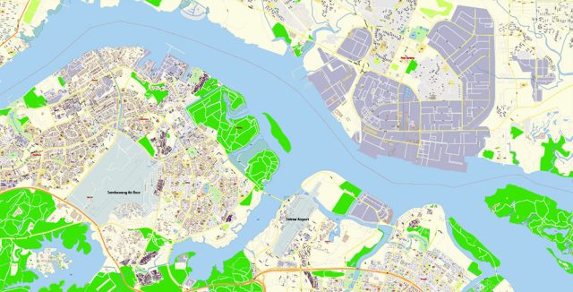 Singapore all Postcodes 01 City Vector Map Exact High Detailed editable ...