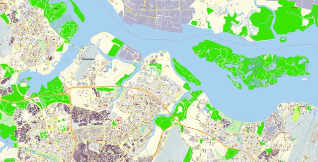 Singapore all Postcodes 01 City Vector Map Exact High Detailed editable ...