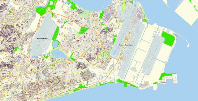 Singapore all Postcodes 01 City Vector Map Exact High Detailed editable ...