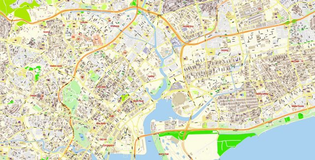 Singapore all Postcodes 01 City Vector Map Exact High Detailed editable ...