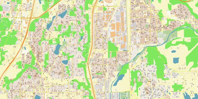 Tacoma Washington US PDF City Vector Map Exact High Detailed editable ...