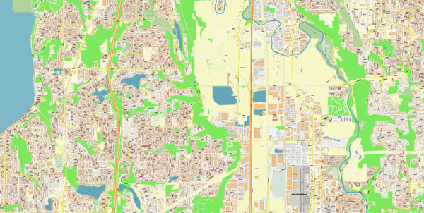 Tacoma Washington US City Vector Map Exact High Detailed editable Adobe ...