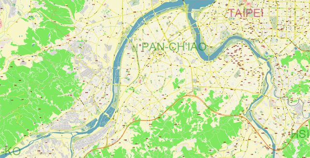 Taiwan full Country Vector Map Exact High Detailed 01 editable Adobe ...