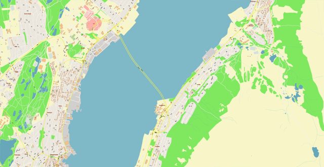 Tromsø / Tromso Norway City Vector Map Exact High Detailed editable ...